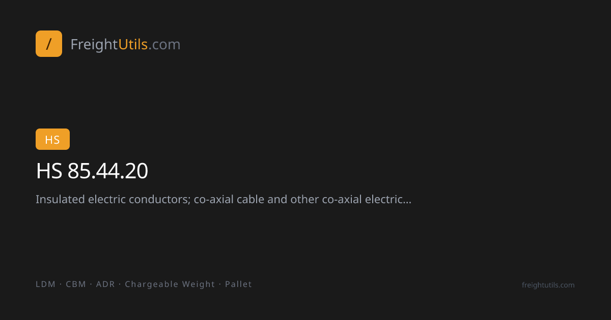 HS Code 85.44.20 — Insulated electric conductors; co-axial cable and…